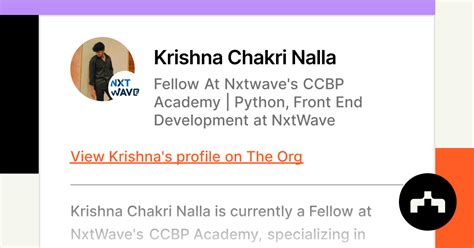Krishna Chakri Nalla Fellow At Nxtwaves Ccbp Academy Python Front End Development At