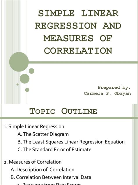 Simple Linear Regression And Measures Of Correlation Pdf Correlation And Dependence