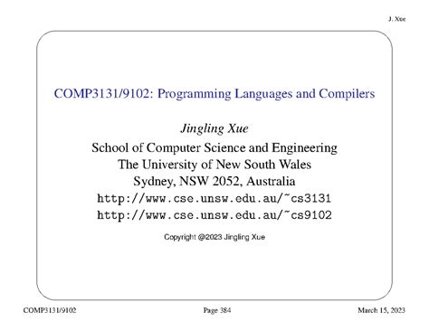 Lec5 2 The Lecture Notes Comp31319102 Programming Languages And Compilers Jingling Xue