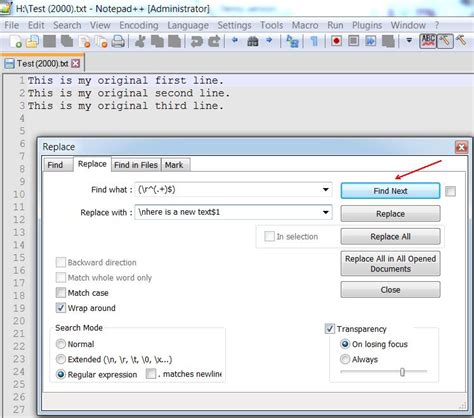 How To Insert Text Into The Second Line With Regex In Notepad