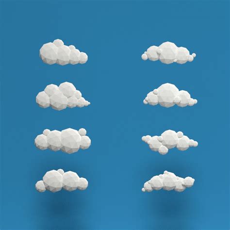 Low Poly Cloud Set 48 3d Model 38 3ds Unknown Blend Dae Fbx Obj Free3d