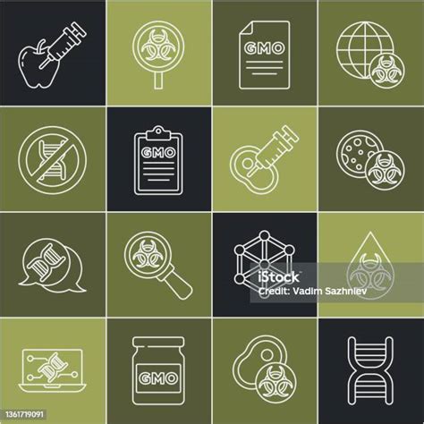 세트 라인 Dna 기호 Gmo 중지 유전자 변형 사과와 고기 아이콘 벡터 0명에 대한 스톡 벡터 아트 및 기타 이미지 0명 Dna 건강 검진 Istock