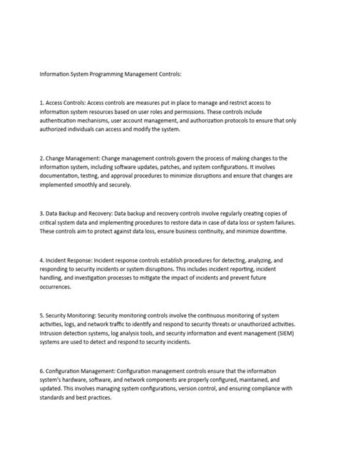 Information System Programming Management Controls Pdf Computer Security Security
