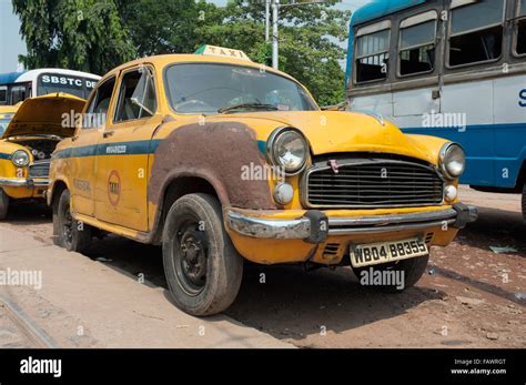 A Hindustan Ambassador Taxi Kolkata Calcutta West Bengal India