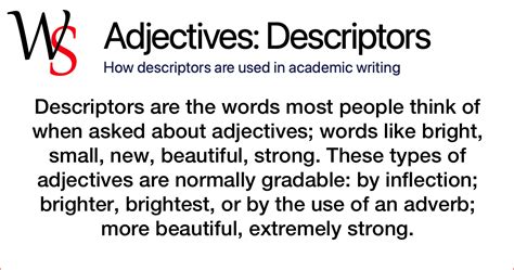 Adjectives Descriptors Writing Support