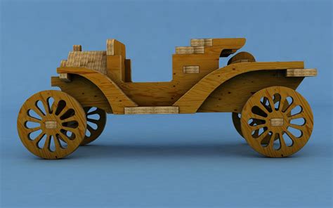 나무 복고풍 자동차 장난감 3d 모델 10 C4d Free3d