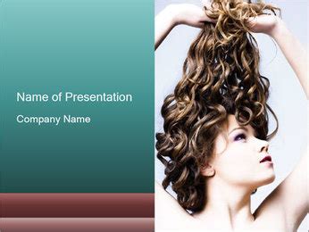 Stunning Female Portrait Featuring Gorgeous Long Curls PowerPoint Template Backgrounds Google