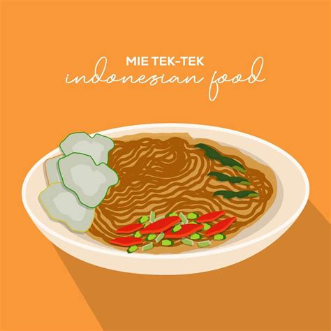 Flat Design Indonesian Food Mie Tek Tek Vector Illustration 16421194 Vector Art At Vecteezy