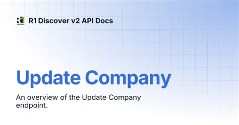Update Company R1 Discover V2 Api Docs