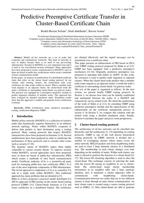 Pdf Predictive Preemptive Certificate Transfer In Cluster Based