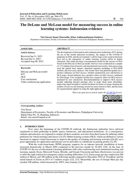 The Delone And Mclean Model For Measuring Success In Online Learning Systems Indonesian