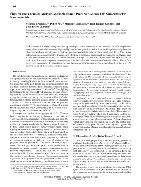 Pdf Physical And Chemical Analyses On Single Source Precursor Grown Cds Semiconductor