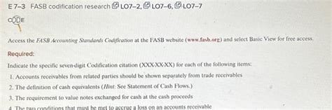 Solved E 7 3 Fasb Codification Research Lo7 2 Lo7 6 L07 7