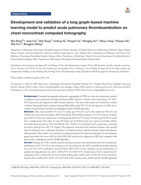 Pdf Development And Validation Of A Lung Graph Based Machine Learning
