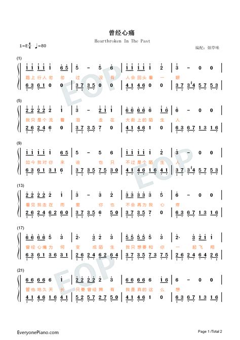叶倩文《曾经心痛简谱》
