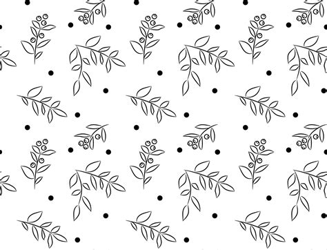 Seamless Pattern Of Hand Drawn Twigs And Polka Dots 23173689 Vector Art