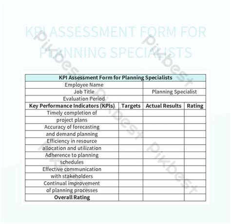 Performance Metrics Evaluation Tool For Planning Professionals Excel