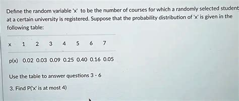 Solved Define The Random Variable X To Be The Number Of Courses For