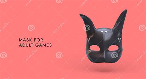 Black Mask For Adult Games Banner Of Sex Shop Section Stock Vector Illustration Of Love Mask