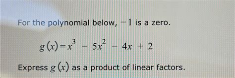 Solved For The Polynomial Below 1 ﻿is A
