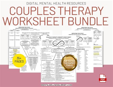 Couples Therapy Worksheet Bundle Mentalwellnesslibrary