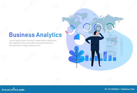 Business Analytics Analysis Graph Financial Business Chart Flat Vector Illustration Global