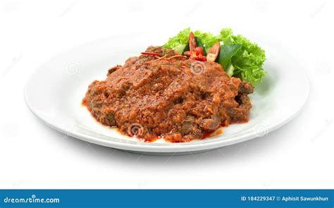Beef Rendang Dry Curry Daging Authentic Traditional Indonesia Malaysia Food Style Stock Image