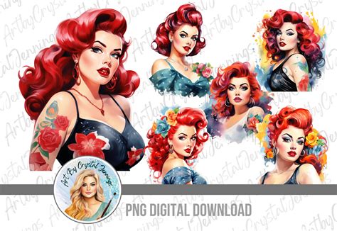 Beautiful Rockabilly Pin Up Girl Png Graphic By Artbycrystaljennings