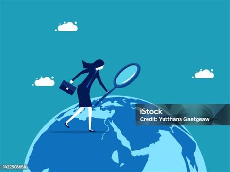 돋보기로 세계를 탐험하는 사업가 비즈니스 컨셉 벡터 일러스트 레이 션 검사 보기에 대한 스톡 벡터 아트 및 기타 이미지 검사 보기 검색 경제 Istock