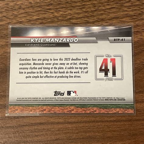 2024 Bowman Chrome Top 100 Kyle Manzardo Cleveland Guardians Rc Btp 41 Ebay