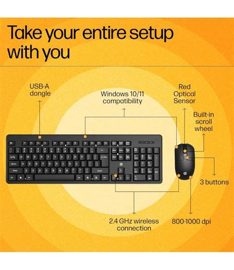 Hp Wireless Keyboard Mouse Combo Km200