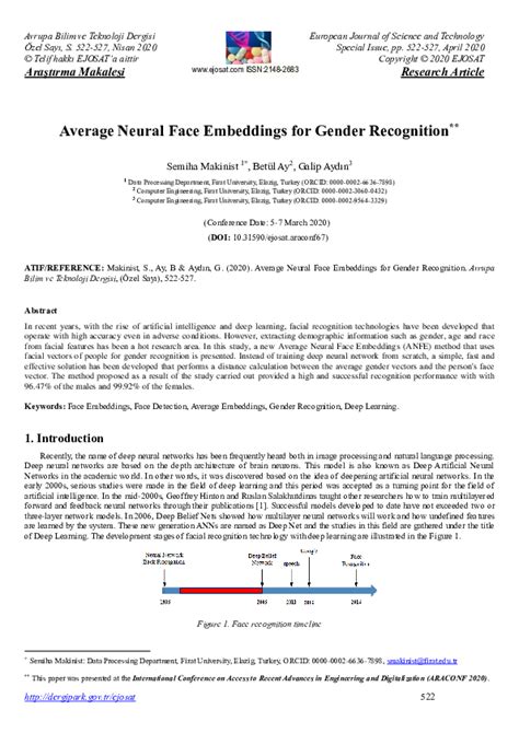 Pdf Average Neural Face Embeddings For Gender Recognition
