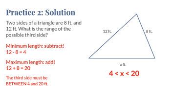 PEARDECK LESSON Properties Of Triangles Range Of The Third Side By Mspugsly