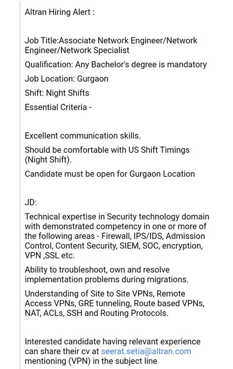 Rishabh Srivastava On Linkedin Jobvacancy Hiring Altran Gurgaon