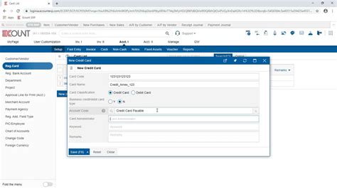 Ecount Basic Accounting Setup Reg Debit Credit Card Youtube