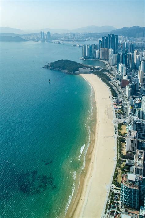 View Of Haeundae Beach From Busan X The Sky South Korean Beaches Busan South Korea