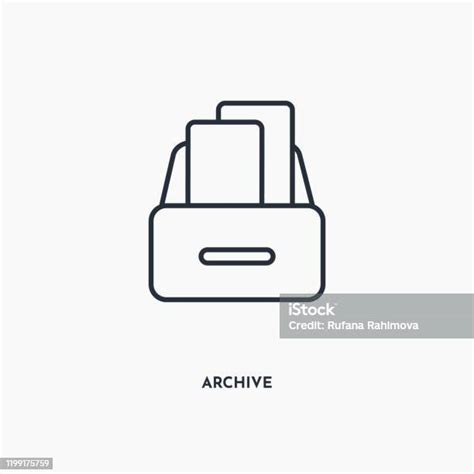 아카이브 개요 아이콘입니다 간단한 선형 요소 그림입니다 흰색 배경에 격리 된 라인 아카이브 아이콘입니다 얇은 스트로크 기호는 웹