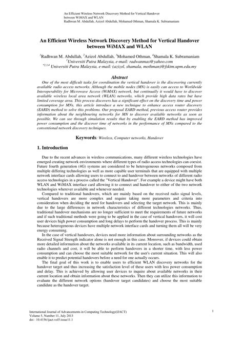 Pdf Efficient Wireless Network Discovery Method For Vertical Handover