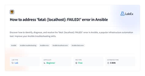 How To Address Fatal Localhost Failed Error In Ansible Labex
