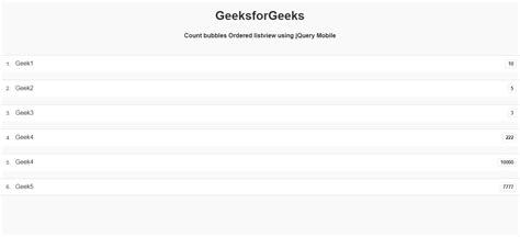 How To Make Count Bubbles Ordered Listviews Using Jquery Mobile