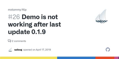 Demo Is Not Working After Last Update Issue Mxtommy Kip Github