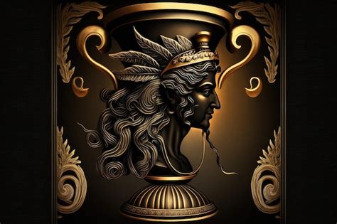 Premium Photo Anemoi Greek Mythology God Black Gold Vase By Generative Ai