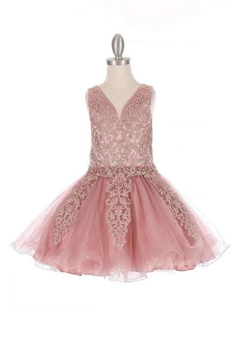 Champagne Short Sleeveless Flower Girl Dress For 10399 The Dress Outlet