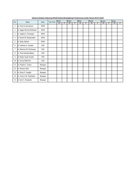 Form Absensi Hadir Pdf