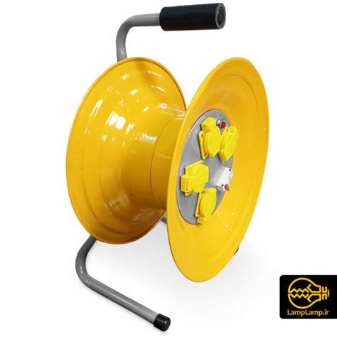 قرقره کابل جمع کن بزرگ 100 متر 4 پریز فیوز دار لامپ لامپ