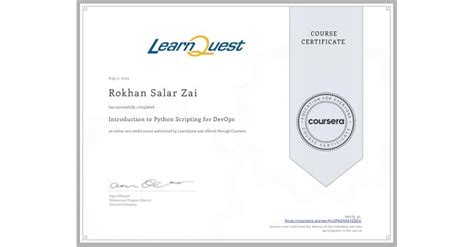 Rokhan Salar Zai On Linkedin Completion Certificate For Introduction To Python Scripting For Devops