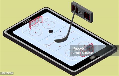 Infographic 하 키 운동장 공 및 태블릿입니다 아이소메트릭 하 키 이미지입니다 절연 등측투영법에 대한 스톡 벡터 아트 및 기타 이미지 Istock