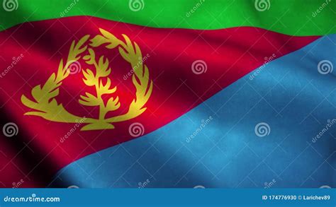 Eritrea Flag Waving In The Wind National Flag Of Eritrea Sign Of Eritrea Stock Illustration