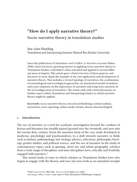 How Do I Apply Narrative Theory Pdf Narrative Translations
