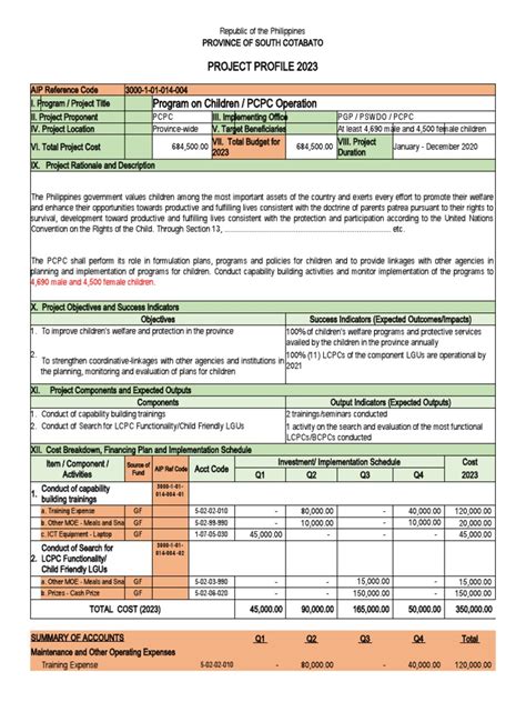 3 Project Profile Template Pdf Economies